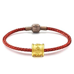 CHOW SANG SANG 999 24K Solid Gold Buddhist Mantra Om Mani Padme Hum Blessings Charm Blessing Bracelet for Women 86695C (17) (19)