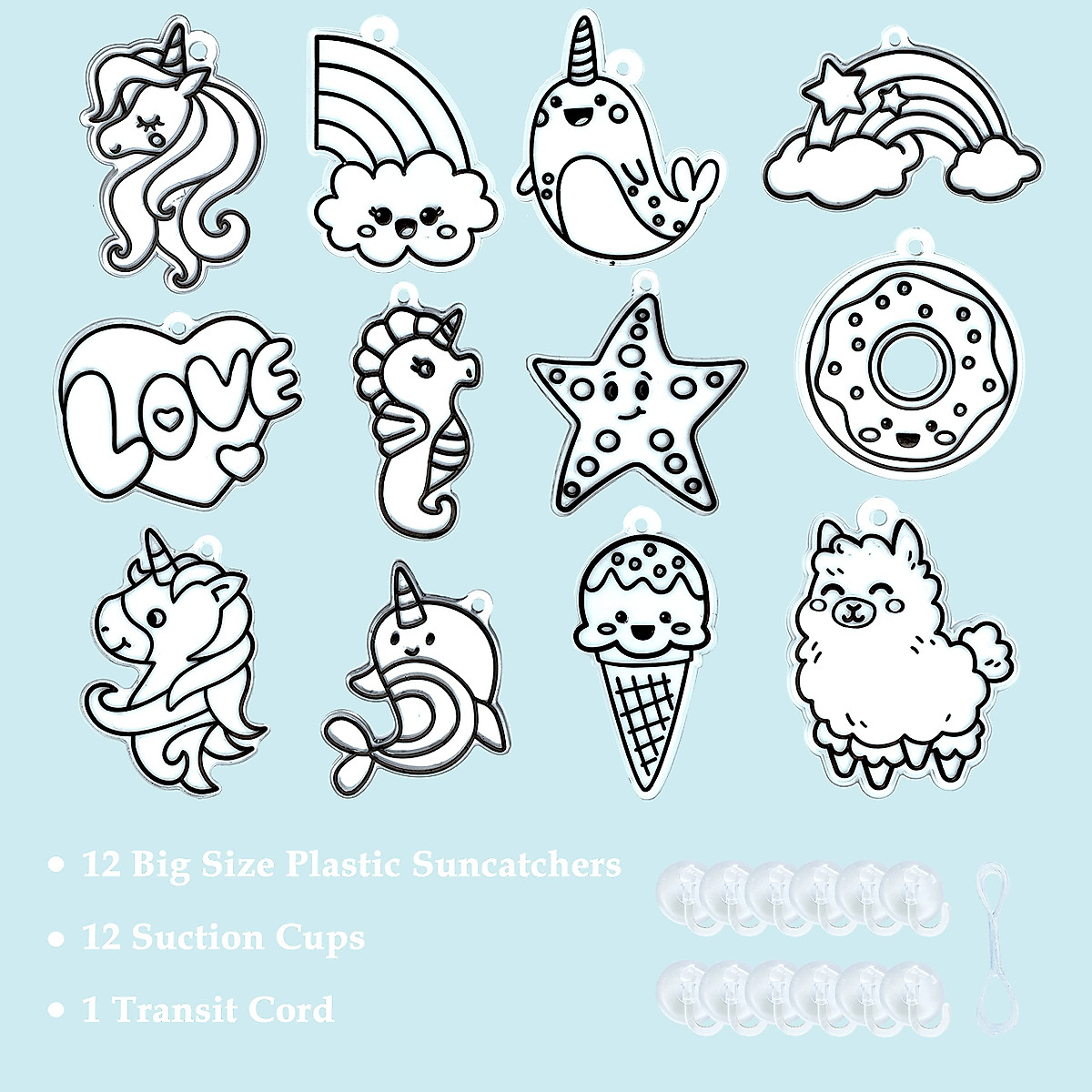 TOYLI Window Glitter Painting Kids Arts and Crafts Creative Set, 26 Suncatchers Kit,Gifts for Boys,Girls Ages 5,6,7,8,9,10 DIY, Great Home Birthday Party Idea, Your Own Fun Painting Activity NON Toxic