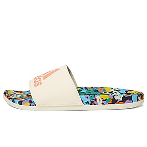 adidas Women's Adilette Comfort Slides Sandal, Ecru Tint/Coral Fusion/Ecru Tint, 6