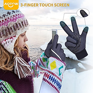 Kids Winter Waterproof Touch Screen Gloves: Age of 4-12 Boys & Girls Anti-Slip Outdoor Sports Warm Windproof Mittens for Running Hiking Cycling