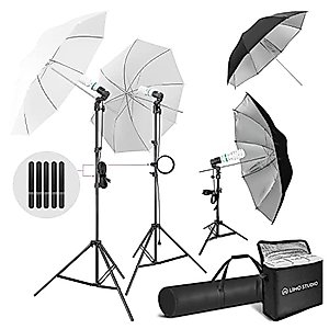 LimoStudio, 700W Output Lighting Series, LMS103, Soft Continuous Lighting Kit for White and Black Umbrella Reflector with Accessory and Carry Bag