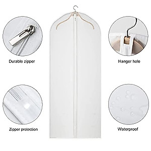 Kntiwiwo Garment Bags Dress Bag for Storage 60 inches Dust-Proof Suit Protector Cover Bag with Zipper for Long Dresses, Suit, Coat Closet Clothes Storage, Set of 12