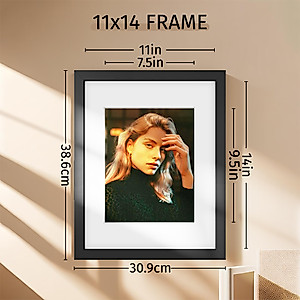 Picrit 11x14 Picture Frame Set of 12, Photo Display 8x10 with Mat or 11x14 Without Mat for Wall Mounting or Table Top Display, Black.
