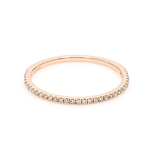 JewelMore 0.08 Carat (ctw) 10K Gold Round White Diamond Ladies Dainty Anniversary Wedding Stackable Ring (White Gold, 7.5)