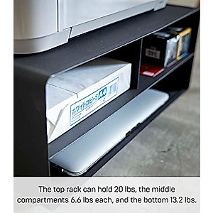 Yamazaki Home Desktop Printer Stand - Computer Accessory Office Organizer Steel One Size Black