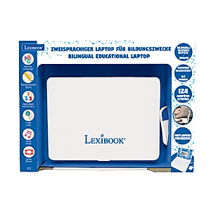 LEXIBOOK JC598i3 Educational and Bilingual Laptop German/English-Toy with 124 Activities to Learn, Play Games and Music-Blue/White