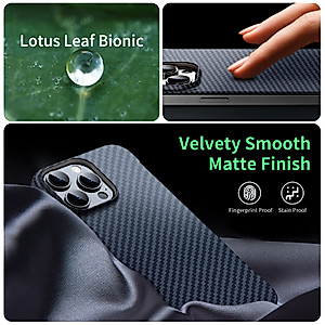 GRECAZO Magnetic Ultra-Thin Frosted Soft Touch Skin Borderless Carbon Fiber Bump Texture for iPhone 13 Pro Max Case 6.7" Slim Minimalist Lightweight Frameless Matte Hard for MagSafe Cover Case-Black