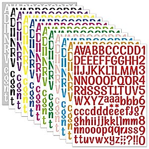 1512 Alphabet Stickers 12 Sheets Alphabet Stickers Vinyl Self-Adhesive Number Alphabet Vinyl Stickers, Mailbox Numbers Labels DIY Crafts Art Making, Decals for Sign,Notebook, Classroom Decor, Door