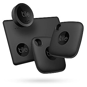 Tile Mate Essentials (2022) 4-Pack (2 Mate, 1 Slim, 1 Stickers)- Bluetooth Tracker & Item Locators for Keys, Wallets, Remotes & More; Easily Find All Your Things.