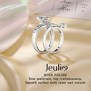 Jeulia Marquise Cut Wedding Set Sterling Silver Bypass Rings with Cubic Zirconia White Diamond Solitaire Engagement Rings Promise Anniversary with Gift Box (10)