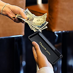 Set of 24 Restaurant Tip Tray Check Presenter for Restaurants Small Tip Tray Plastic Serving Trays 4.5 by 6.4 Inch, Guest Bill Holder Black with Gold Imprint for Kitchen Restaurant Supplies