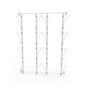 FixtureDisplays® Up to 9.5" Wide 8-Pocket Adjustable Display Rack, Wall Mounted Greeting Post Card Christmas Holiday Card Holders White Bars Silver Pockets 11608-WHITE-DOUBLE-NF
