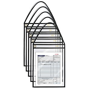 Better Office Products Shop Ticket Holders with Hanging Strap, 9 x 12 Inches, Both Sides Clear, Stitched Black Heavy Duty Canvas Edge Trim, 15 Pack