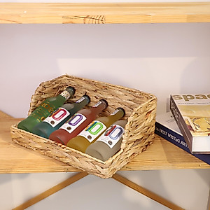 GYASVWU Water Hyacinth Handwoven Shelf Baskets, Pantry Baskets for Organizing Wicker Storage Baskets Trapezoid Water Hyacinth Woven Basket for Shelves (Water hyacinth)