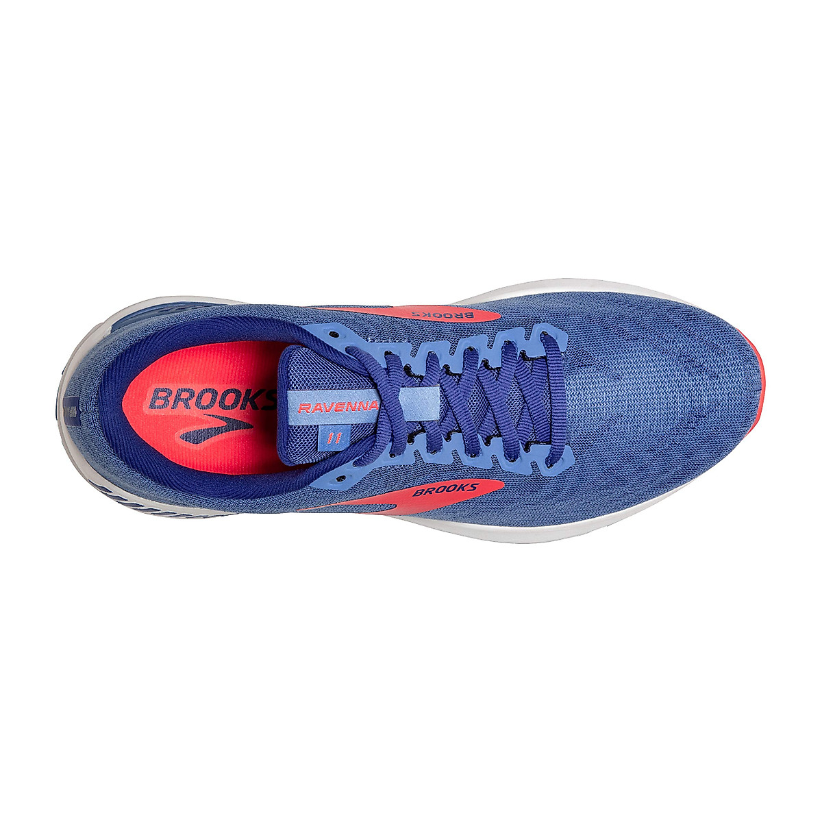 Brooks Womens Ravenna 11 Running Shoe - Cornflower/Blue/Coral - D - 7.5