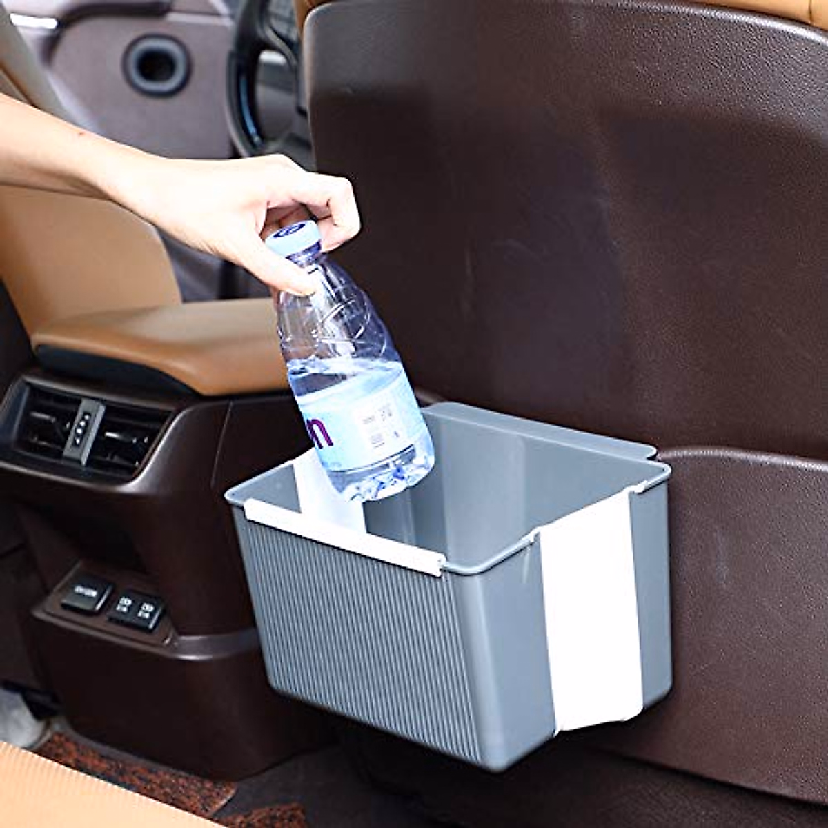 MoreChioce Foldable Garbage Can, 4L Hanging Garbage Bin Kitchen Collecting Tray Plastic Waste Bin for Cabinet Door Kitchen Car Bathroom Office and Bedroom,Gray