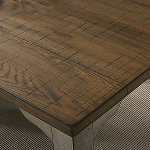 Roundhill Furniture Breda 7-Piece Wood Dining Set, Antique Gray and Dark Oak