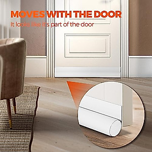 Holikme Door Draft Stopper Weather Stripping, Door Sweep,Adjustable Under Door Draft Blocker, Insulator, Suitable for Interior／Exterior Doors, 36” Length (White)