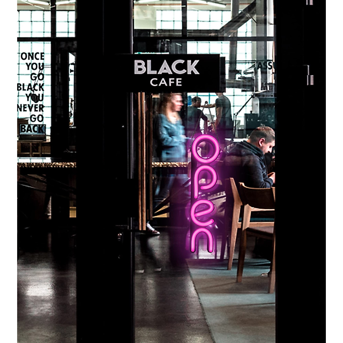 Open Signs for Business,LED Neon Open Sign,16x6 inch Lighted Sign for Restaurants Offices Retail Shops Window Storefronts,12V/1A Power Supply,with ON/OFF Switch (Vertical Rose Red)