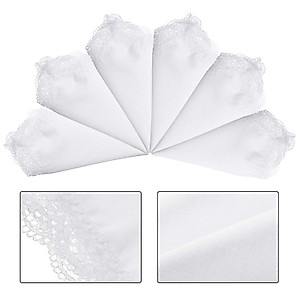 24 Pieces Ladies Handkerchief with Lace Pure White with Lace Edge Handkerchief for Women (Style A)