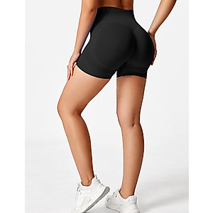 YEOREO Professional Women Workout Shorts 3.6" Scrunch Shorts Seamless High Waisted Contour Gym Yoga Biker Shorts Black