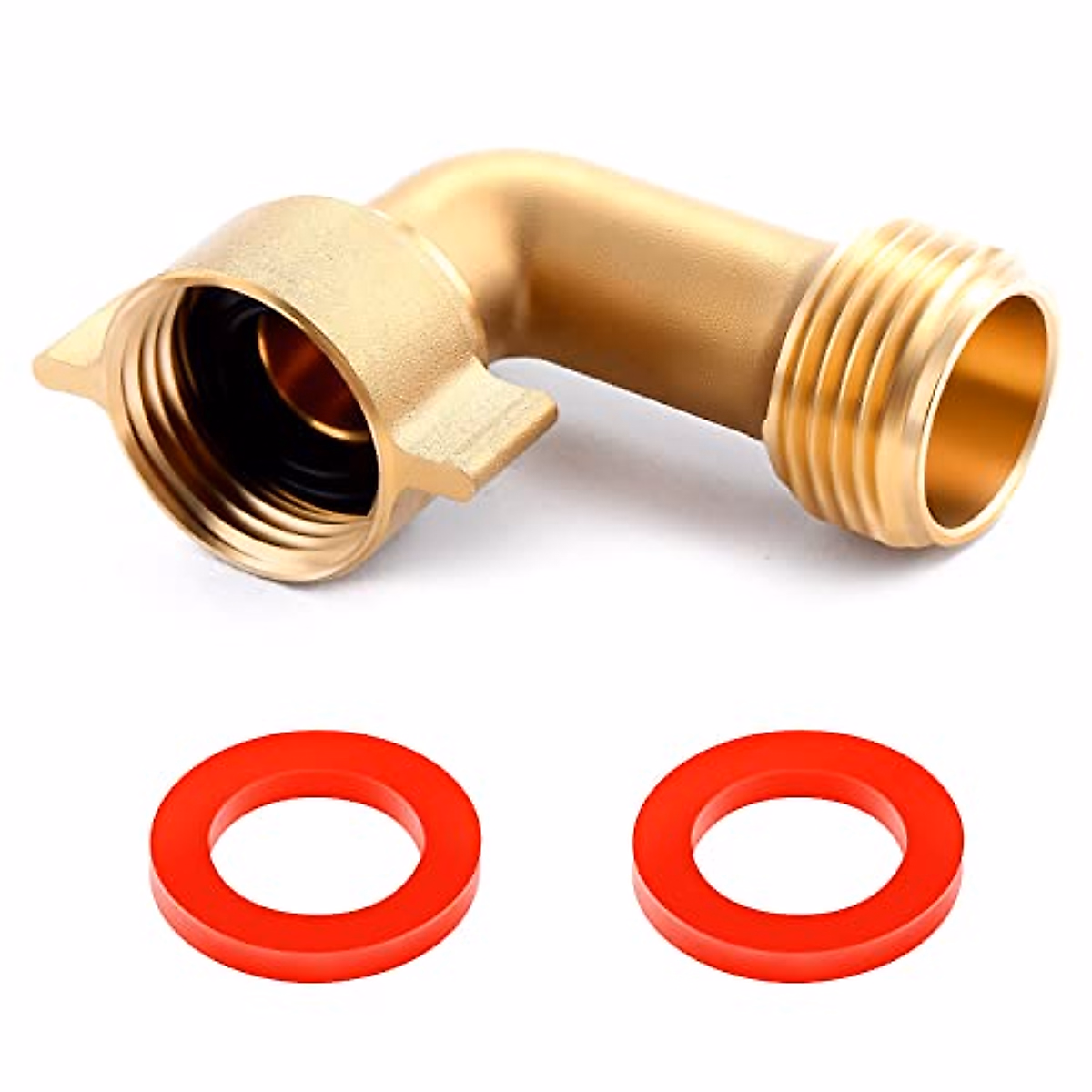 Litorange Garden Hose Elbow Connector 90 Degree Brass Hose Elbow Fitting Quick Swivel Connect Adapter Thread Size 3/4" + 2 Pressure Washers
