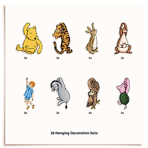 WEECUTES® Classic Winnie Baby Shower Decorations Hanging Characters for Swirl Balloon Classic Pooh Bear Birthday Party Supplies 16 Pcs