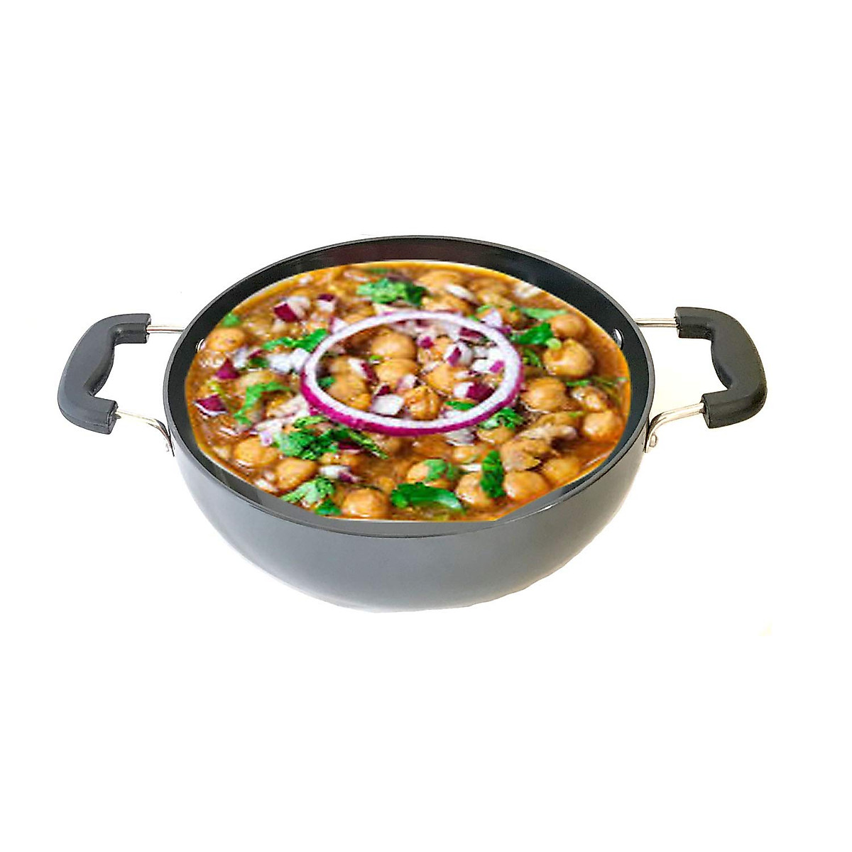 DBY Tradenet Kadhai Deep Karahi Hard Anodised Cookware Kadai with Stainless steel Aluminium Kadhai Fry Pan Deep Fry Pan Aluminium Frying pan Daily Use Home/Kitchen 2 Ltr (3mm)