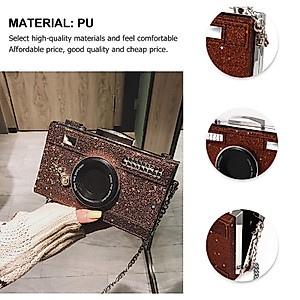 TENDYCOCO Camera Shaped Crossbody Bag Wide Shoulder Bag Square Bag Camera Bling Purse Unique Design for Daily Storage