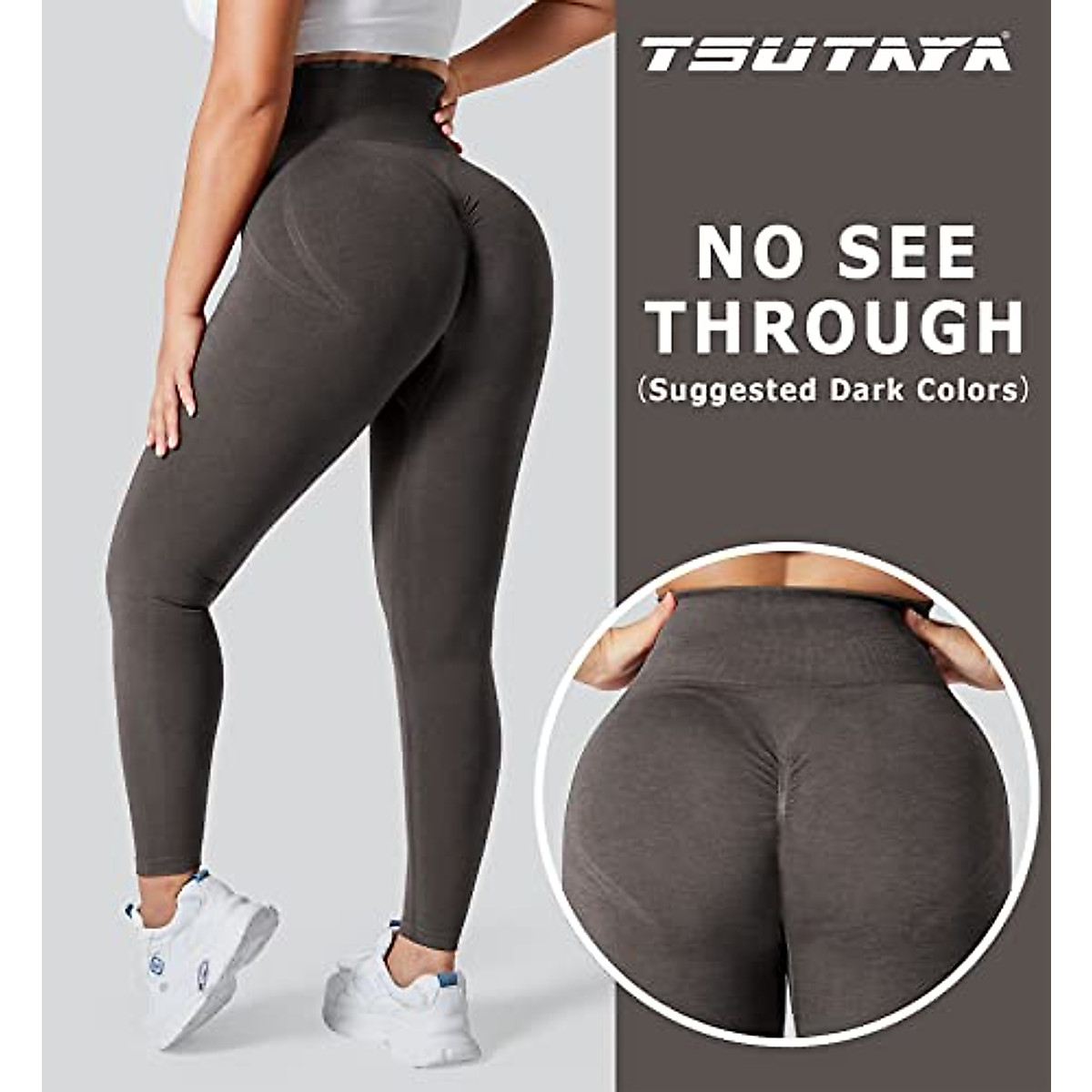 TSUTAYA Seamless Workout Scrunch Leggings for Women Butt Lifting Tummy Control Women's High Waisted Gym Yoga Pants