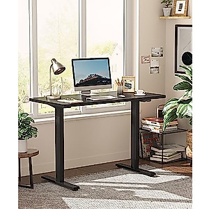 FLEXISPOT Standing Desk 48 x 30 Inches Height Adjustable Electric Sit Stand Home Office Desks Whole Piece Desk Board (Black Frame + Black top,2 Packages)