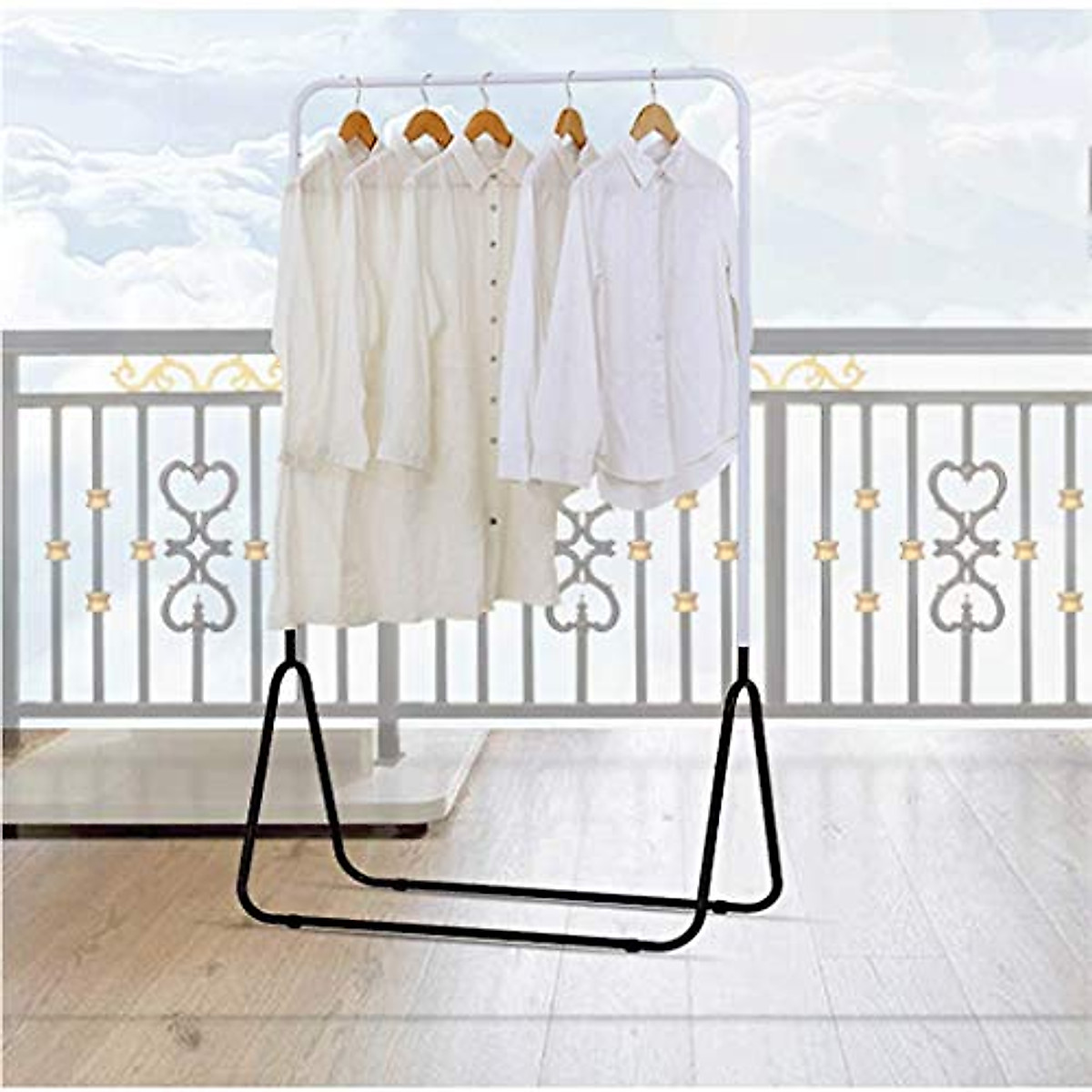 SH-CHEN Drying Rack Floor Metal Indoor and Outdoor Balcony Drying Rack Single Pole Type Hanging Clothes Rack