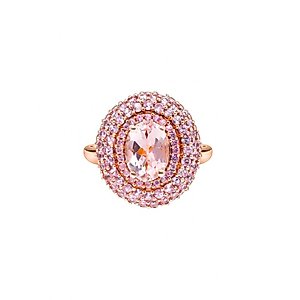 YoTreasure 2.07 Ct. Pink Morganite Sapphire Solid 14K Rose Gold Chunky Ring