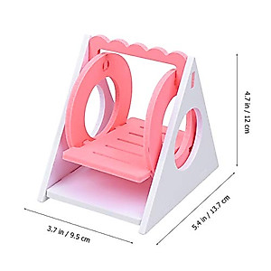 POPETPOP Hamster Toys Swing Wooden Hanging Triangle Swing Pet Hammock Mouse Rat Hamster Playing Rocking Chair Toy for Small Pet (Need to Assemble)