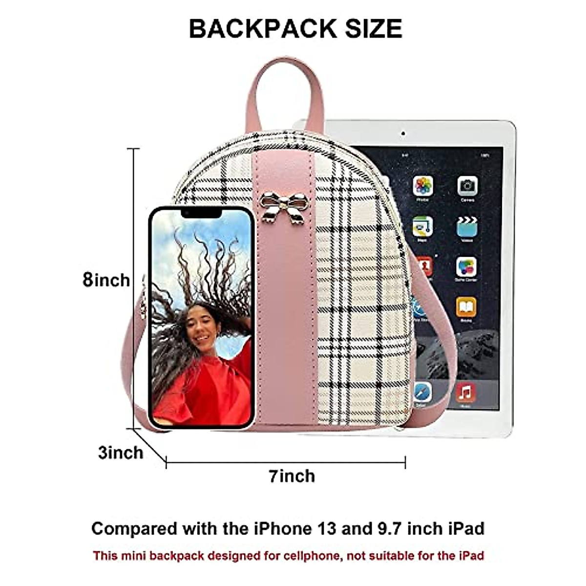 Girls Cute Backpack Mini Bag Gift for Teen Year Old Cell Phone Purse Small Zipper Satchel Women Bowknot Bags (Pink2)