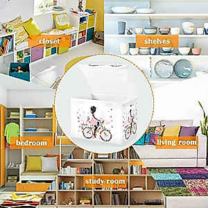 CaTaKu Romantic Butterflies Storage Bins with Lids and Handles, Fabric Large Storage Container Cube Basket with Lid Decorative Storage Boxes for Organizing Clothes
