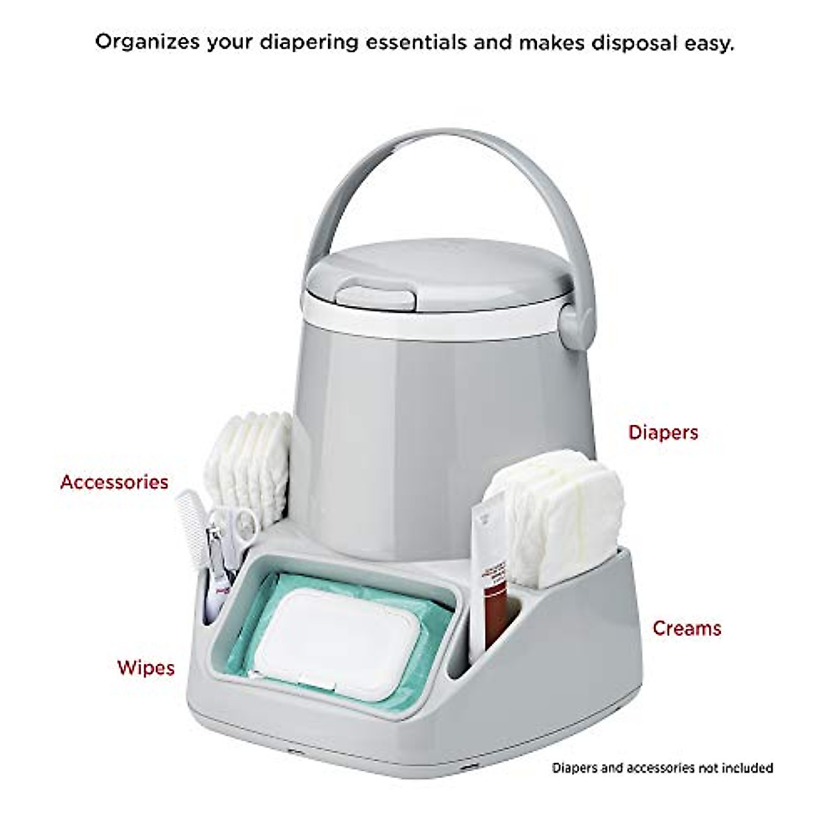 Playtex Diaper Genie Quick Caddy, Mini Portable Diaper Pail with Improved Lid Closure, Includes 270 Count Refill Cartridge(Pack of 1)