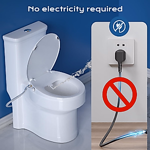 Clirass Round Bidet Toilet Seat with Quiet-Close, Non-Electric Bidet Toilet Seat with Self Cleaning Dual Nozzles, Fit Round Toilet Seat, White Bidet Seat with Brass inlet (Round)