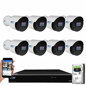 GW Security Smart AI 16 Channel H.265+ PoE 12MP NVR UltraHD 4K (3840x2160) Security Camera System with 8 x 4K (8MP) 2160P Face Recognition/Human/Vehicle Detection Outdoor Microphone Bullet IP Camera
