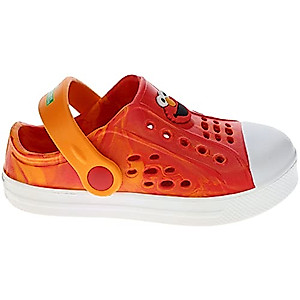 Sesame Street Toddler Clogs, Indoor Outdoor Shoes Easy On with Backstrap, Elmo Red Marble Print, Toddler Size 9