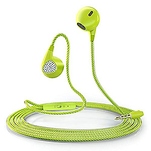 CBGGQ Headphones Heavy Bass Stereo Earphones Earbuds Noise Isolating Tangle Free Headsets in Ear Headphones with Remote & Microphone,for iOS and Android,Laptops,Gaming(Black+White+Pink+Green 4 Pack)