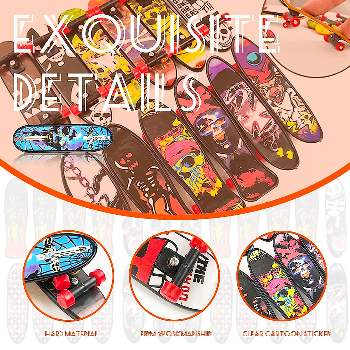 38 Pieces Finger Skateboards Toy Skateboard Fingerboards Mini Skateboards for Fingers Creative Fingertips Movement Party Favors Novelty Toys Decorations Supplies for Teens and Adults, Random Style