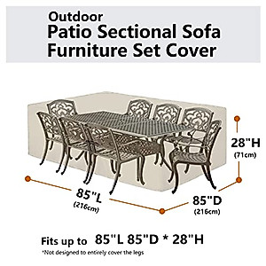 Flexiyard Patio Furniture Covers, 85-inch Outdoor Furniture Cover Waterproof Sectional Sofa Set Cover, Heavy Duty 600D Oxford fabric, General Purpose for Outside lawn Garden Dining Table and Chairs