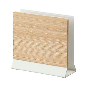 Yamazaki Home Rin Portable Laptop Holder Stand for Desk in Bedroom Or Office, Wooden Storage Station - Steel + Wood