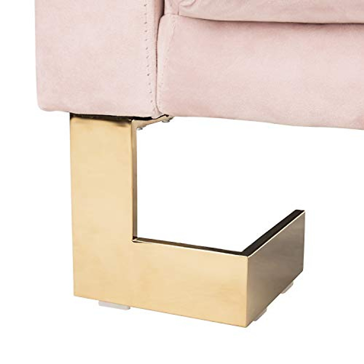 Safavieh Home Tribeca Glam Blush Velvet and Brass Foldable Sofa Bed