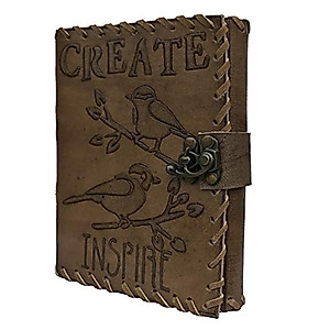 Old Vintage Leather Journal, Leather Journal for Men, Leather Journal for Women, Leather Sketchbook, Leather Notebook, Leather Blank Book (5 x 7 Bird Emboss Journal)