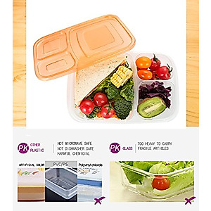 Meal Prep Containers 3 Compartment Food Storage Containers Microwave Dishwasher Freezer Safe (Color mixing, 7 /10PACK (3compartment))