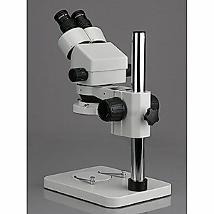 7X-45X Stereo Binocular Microscope with 14" Pillar Stand & 64-LED Ring Light
