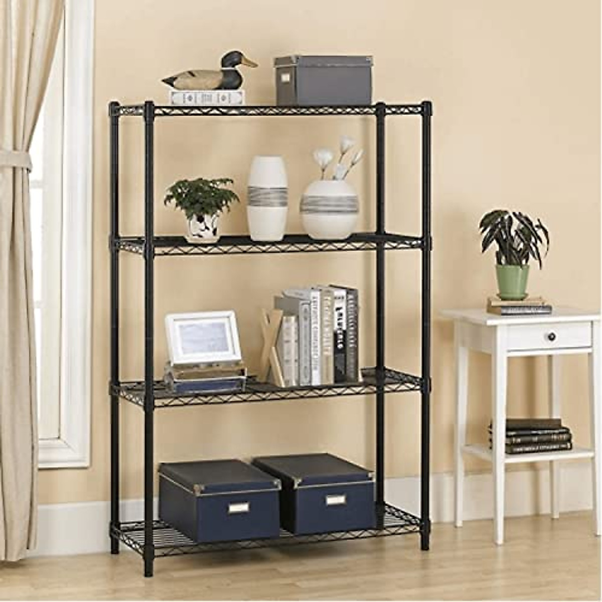 YIQIEDEY Storage Shelves 4 Tier Shelving Unit with Feet NSF Heavy Duty Height Adjustable Large Metal Shelves for Storage Commercial Grade Steel Utility Layer Shelf 1000 LBS Capacity-14x36x54 (Black)