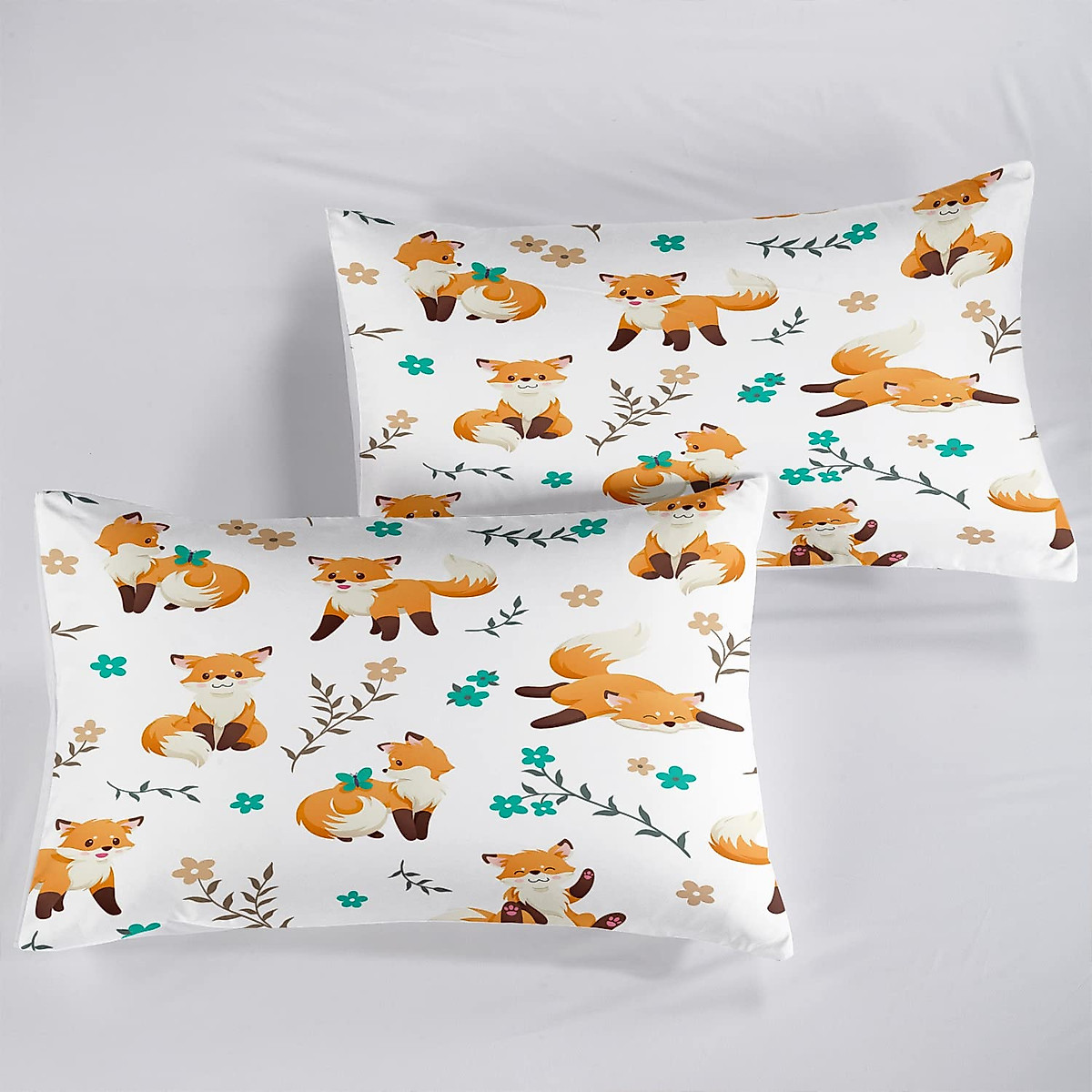 AILONEN Fox Duvet Cover Set,Fox Bedding Set Full Size,Animal Pattern Printed Comforter Cover Set for Kids,1 Quilt Cover 2 Pillowcases 3 Piece